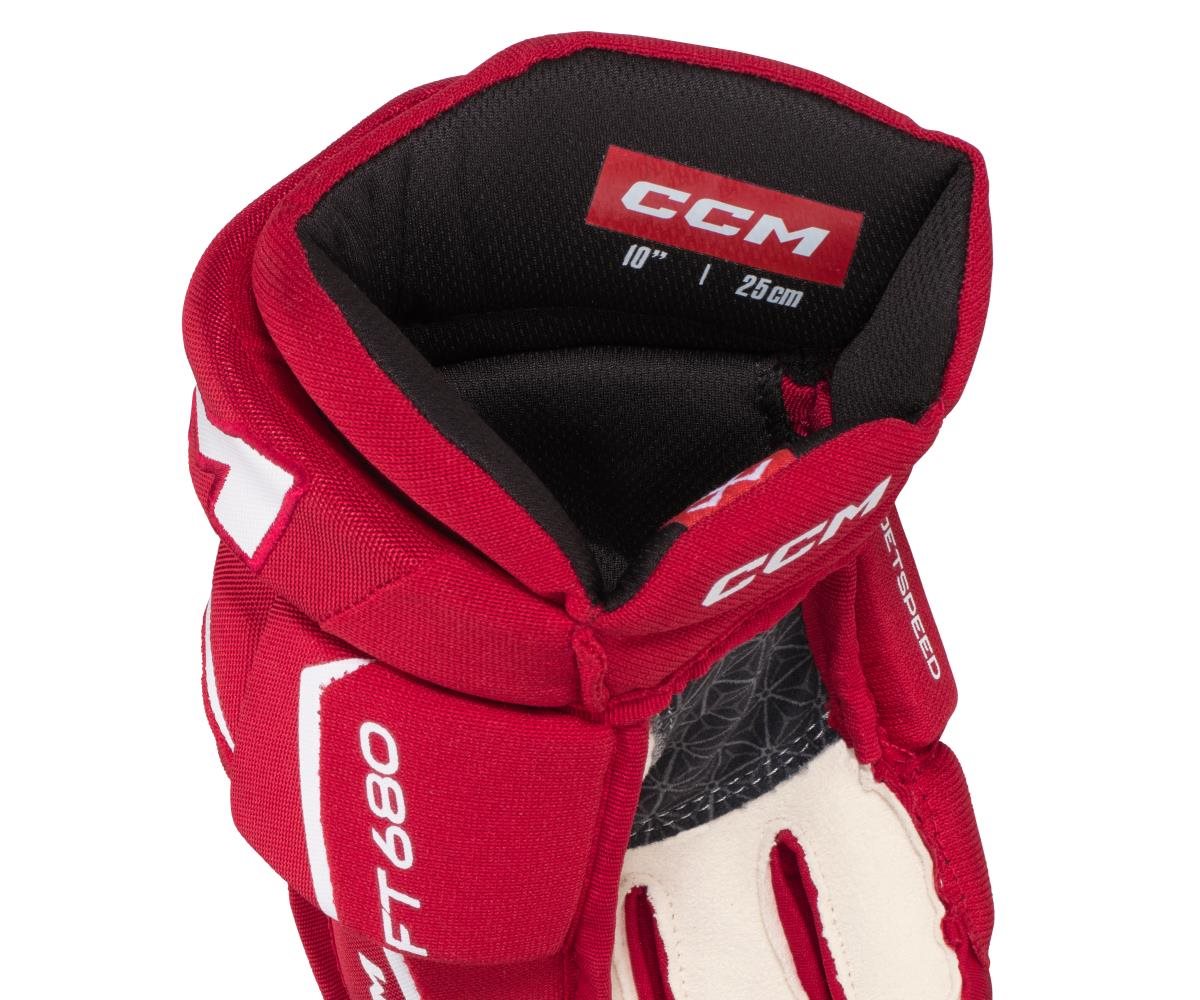 CCM Hockeyhandskar Jetspeed 680 Jr Red/White - Hockey Store