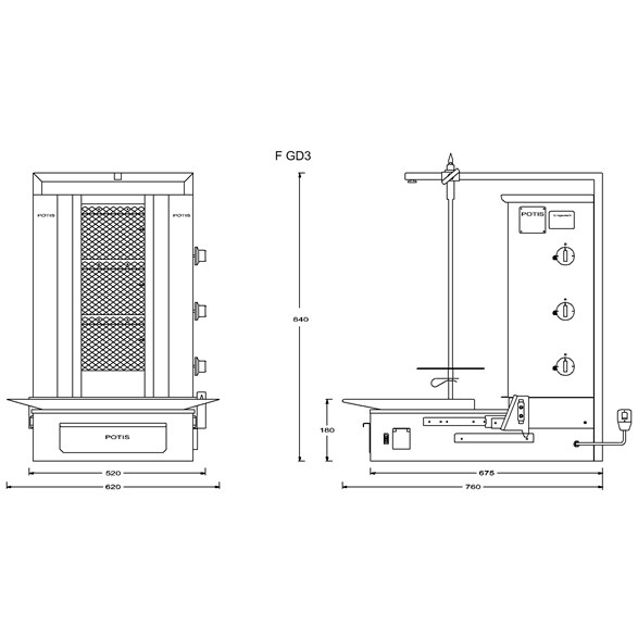 Rancold - Potis Kebabgrill F GD3 Gasol