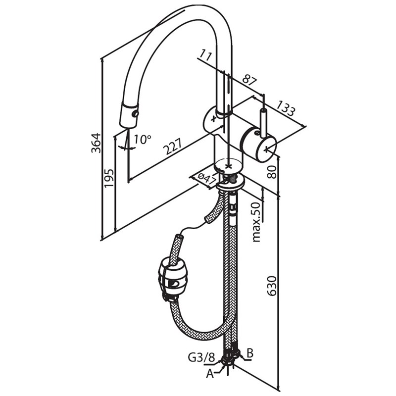 Köksblandare Damixa Osier 18120 med Utdragbar Pip Krom - Design24.se