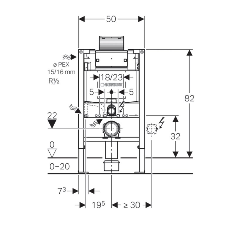 WC-fixtur Geberit Duofix Omega 82 cm - Design24.se