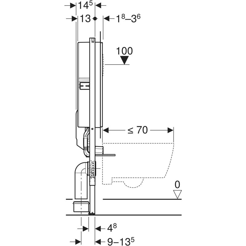 WC-fixtur Geberit Duofix TEK 120 cm med Tätskikt