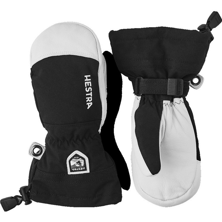 Osta Hestra Army Leather Heli Ski Mittens Kids Black - OutdoorExperten
