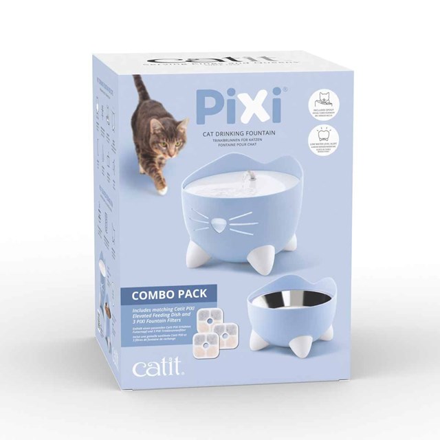 Catit Combo Kit Pixi Fontän & Skål - Blå - CyberZoo