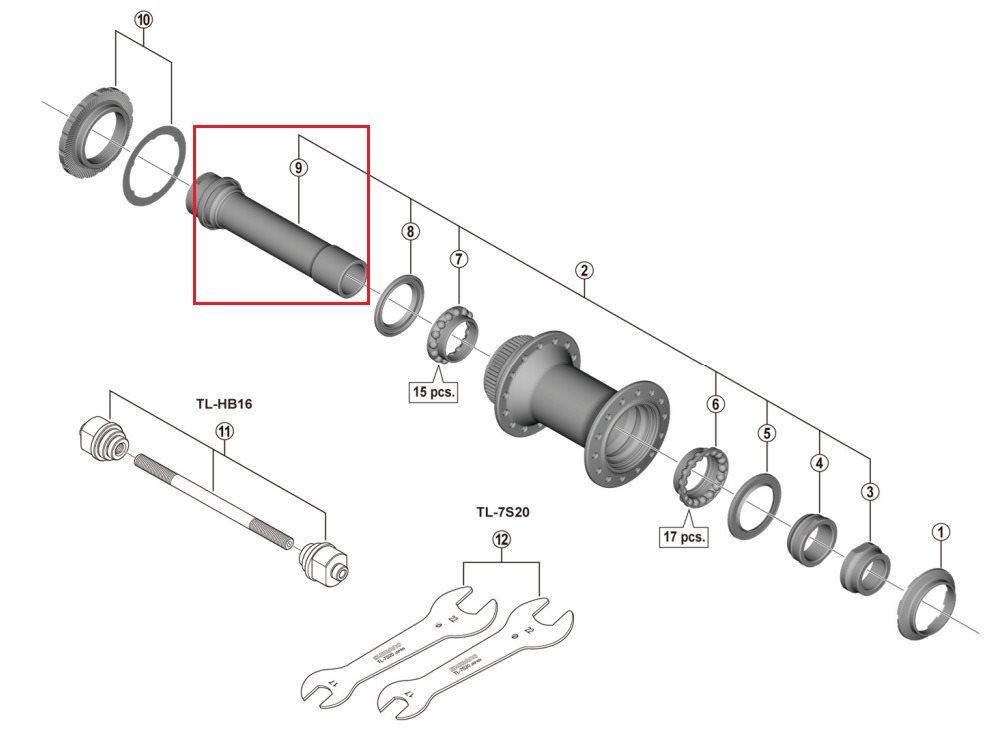 Shimano Hub Axle Unit Hb-M9110 | Cykloteket.se