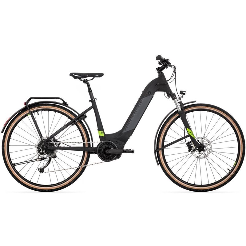 Elcykel Crosshybrid Rock Machine Crossride INT e500 B Touring Sort/Grå/Gul
