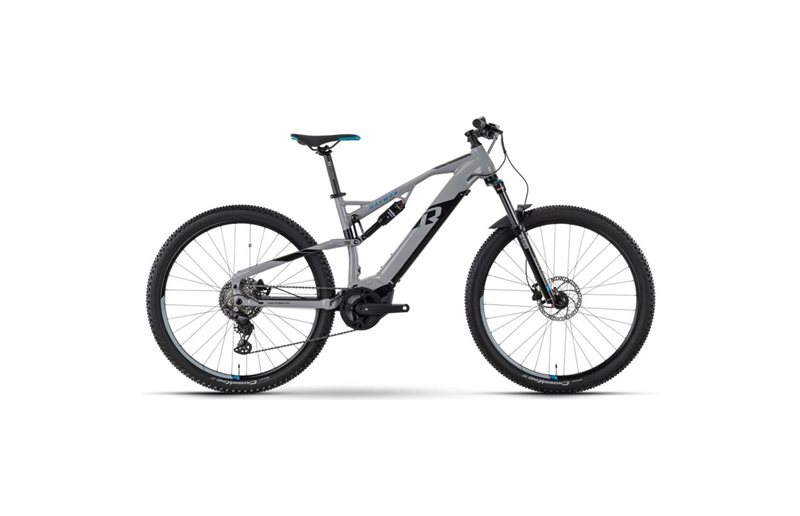 El MTB Raymon FullRay 130E 5.0 Grey/Black/New Blue | Cykloteket.se